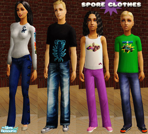 The Sims Resource - Spore Outfits for Adults and Children