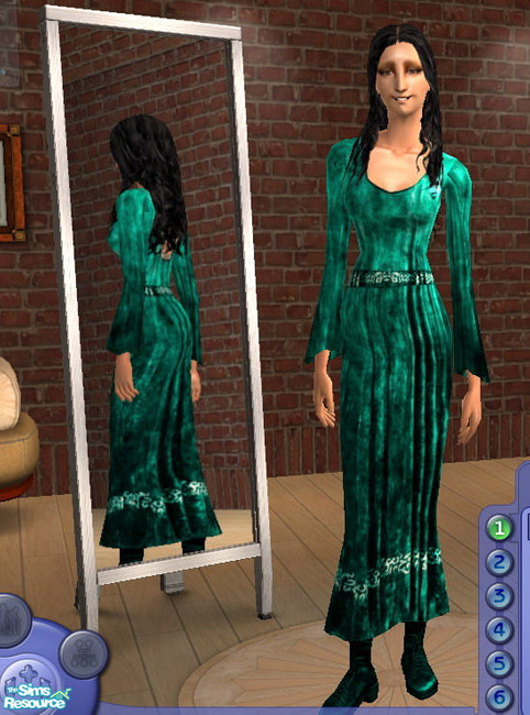 The Sims Resource - Medieval Dress - Cyan