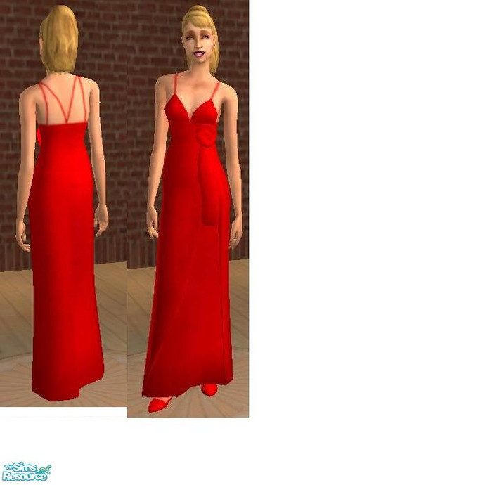 The Sims Resource - Ladies gown Red Maxis recolor _7