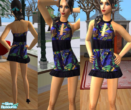 The Sims Resource - PATTERN MINI DRESS