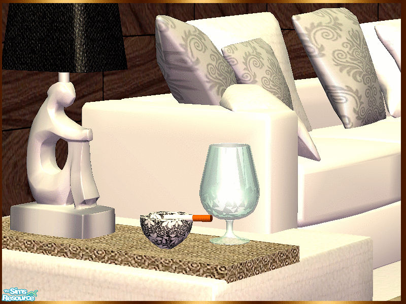 The Sims Resource - White Living Room - glass and ashtray