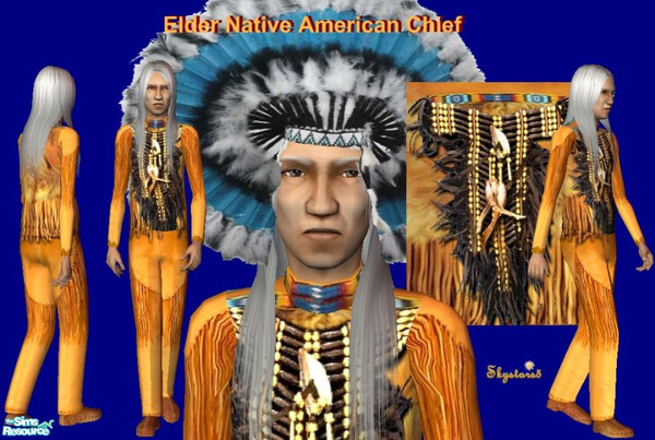 The Sims Resource | Authentic Native American Attire - Elder Chief