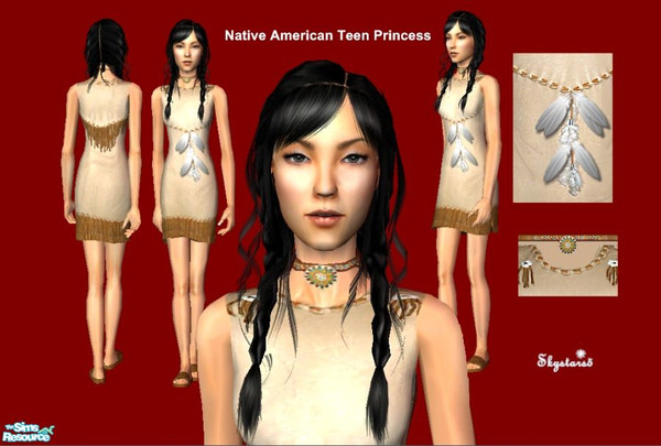 The Sims Resource | Authentic Native American Dress- Teen Princess