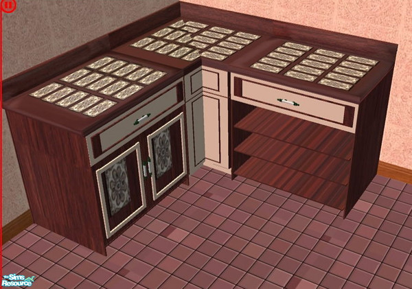 The Sims Resource - Ultra Modern Bath-brown floral - counters