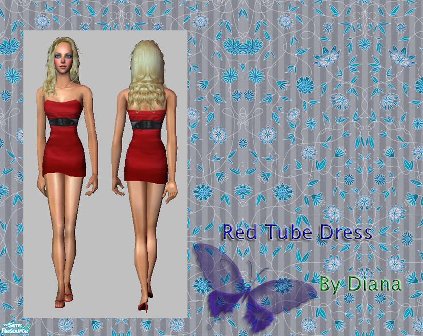 The Sims Resource - Red Tube Dress