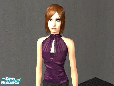 The Sims Resource - Ruffled Keyhole Purple Top