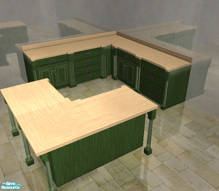 The Sims Resource | Chez Moi Counter Recolor Set - Green Recolor