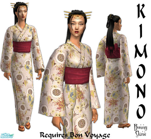 The Sims Resource | White Patterned Kimono
