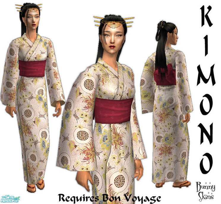 The Sims Resource | White Patterned Kimono