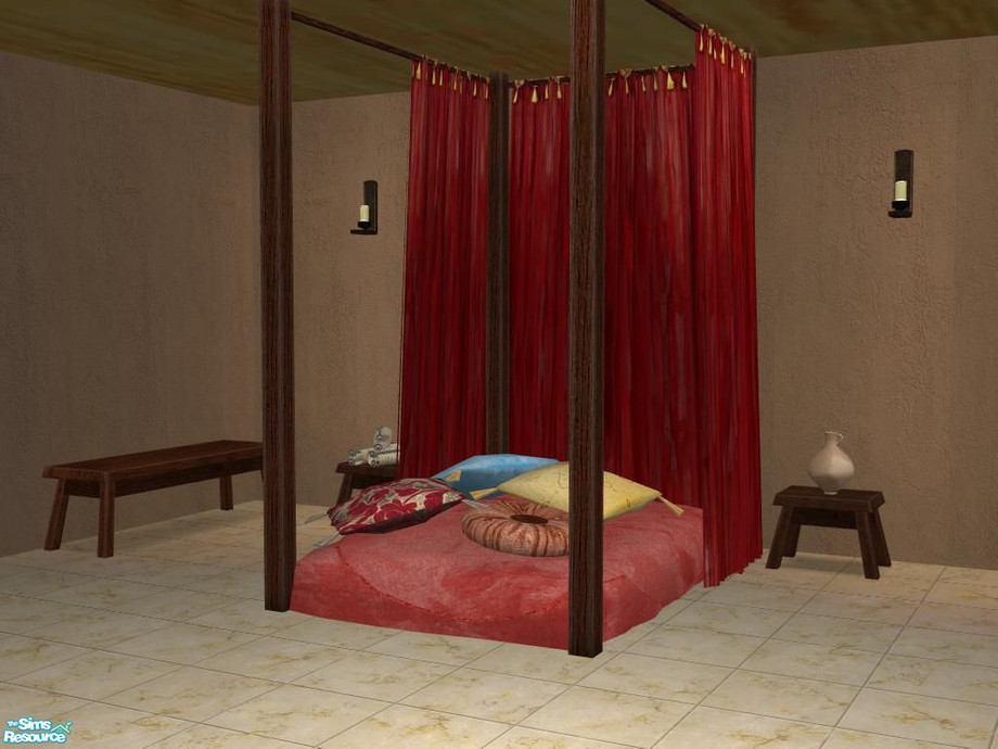 The Sims Resource - Ancient Bed - Bed recolor red