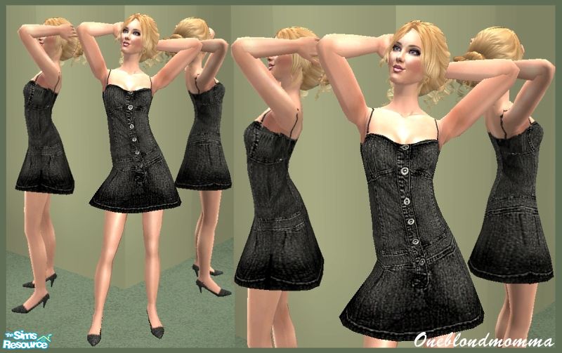 The Sims Resource | Denim Dress-Black