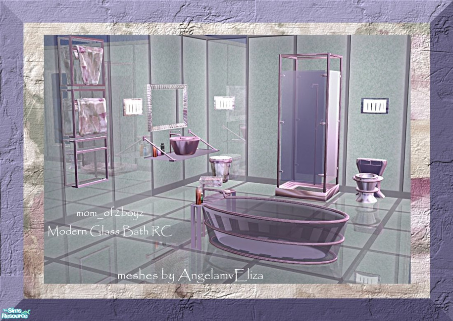The Sims Resource - Modern Glass Bathroom RC- Amethyst