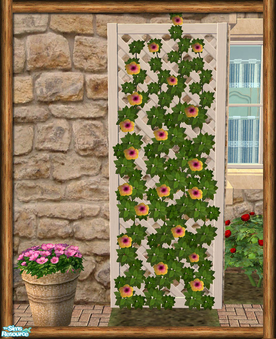 The Sims Resource - Cottage Wall Trellis - Flower 01