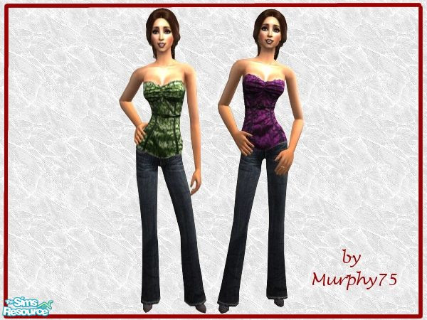 The Sims Resource | Colorful Tube Top & Jeans - 3