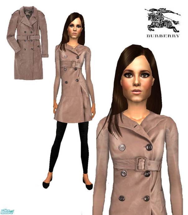 The Sims Resource | Burberry Leather Trench Coat for teens