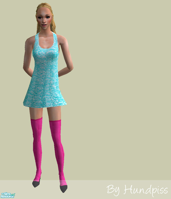 The Sims Resource - Vivo dress set - Turquoise and pink