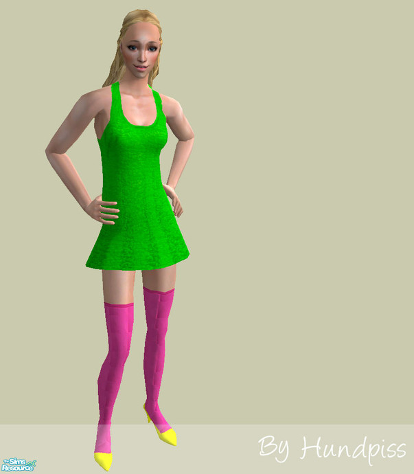 The Sims Resource | Vivo dress set - Green and pink