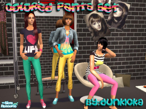 The Sims Resource | Colored Pants Spring/Summer Set