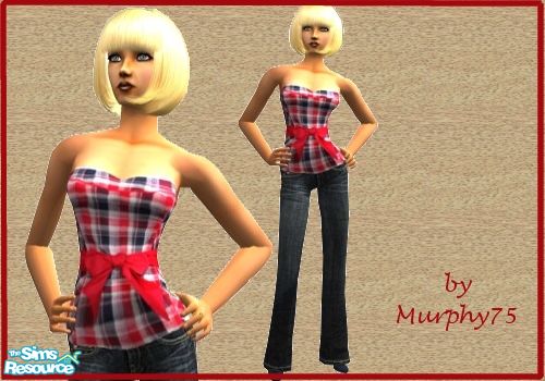 The Sims Resource - Summer Tube Top and Jean Set - SR1