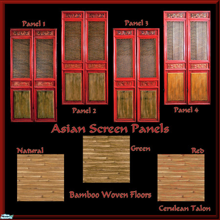 The Sims Resource | Asian Screen Panels & Bamboo Floors