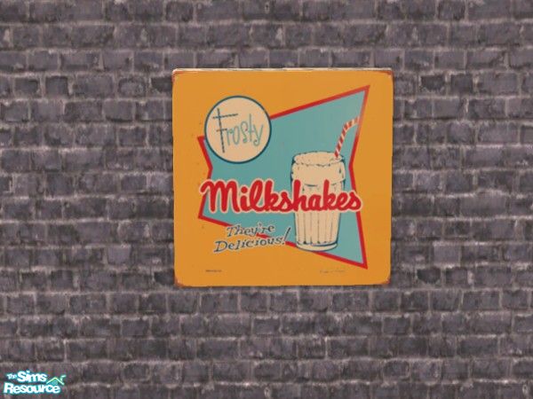 The Sims Resource - Retro Diner Signs - Frosty Milkshakes