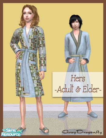The Sims Resource - Hers - K&B Robes in Blue Retro