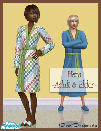 The Sims Resource | Hers - K&B Robes in Multi Dotted