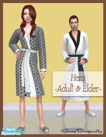 The Sims Resource - Hers - K&B Robes in Vintage Black