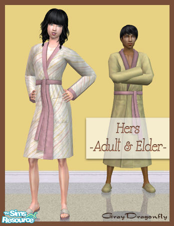 The Sims Resource | Hers - K&B Robes in Diagonal Stripes