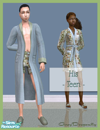 The Sims Resource - His - K&B Robes in Blue Retro