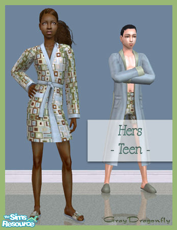 The Sims Resource | Hers - K&B Robes in Blue Retro