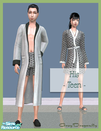 The Sims Resource | His - K&B Robes in Vintage Black
