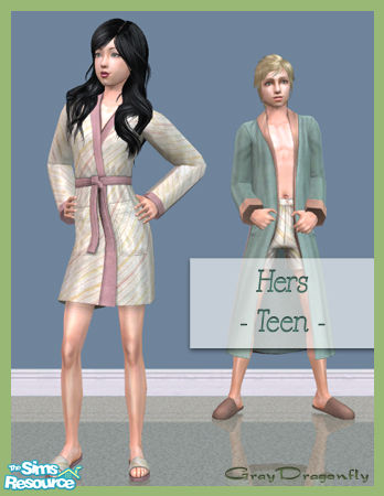 The Sims Resource | Hers - K&B Robes in Diagonal Stripes