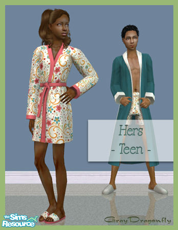 The Sims Resource | Hers - K&B Robes in White Floral