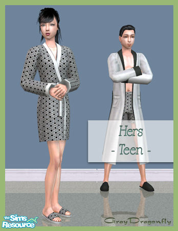 The Sims Resource | Hers - K&B Robes in Vintage Black