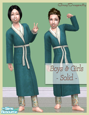 The Sims Resource - Solid - K&B Robes for Boys & Girls in White Floral