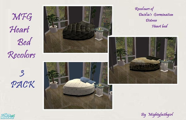 The Sims Resource | MFG Heart Bed Recolors 3 Pack SET