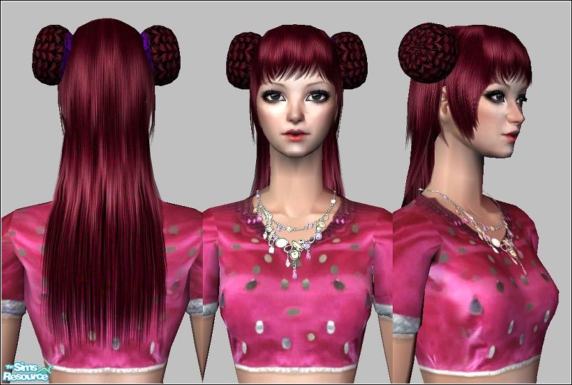 The Sims Resource | Raon Female Hair19 Recolours - Red