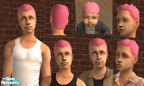 The Sims Resource | Chelles Male Coloured Hair Set 3 - Light Pink