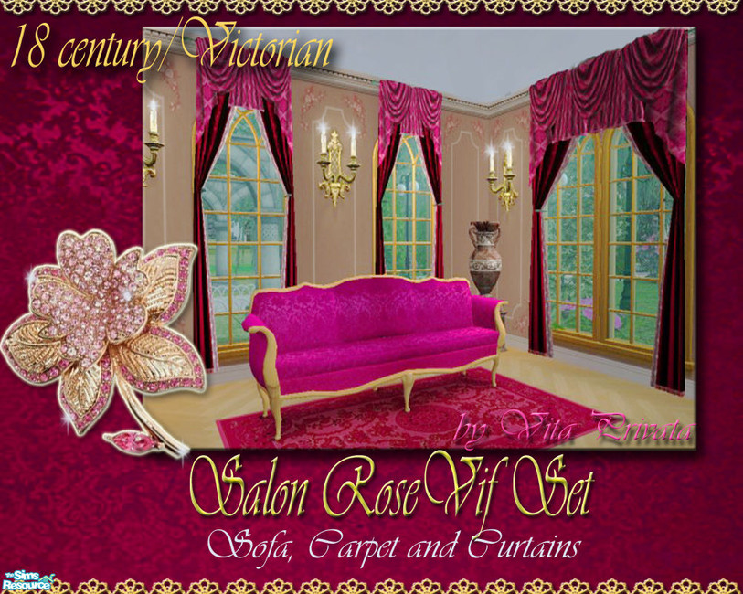 The Sims Resource - Victorian Rose Furniture Set