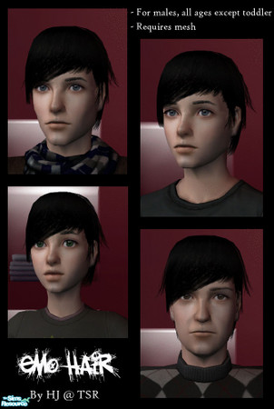The Sims Resource | Emo Hair - Black