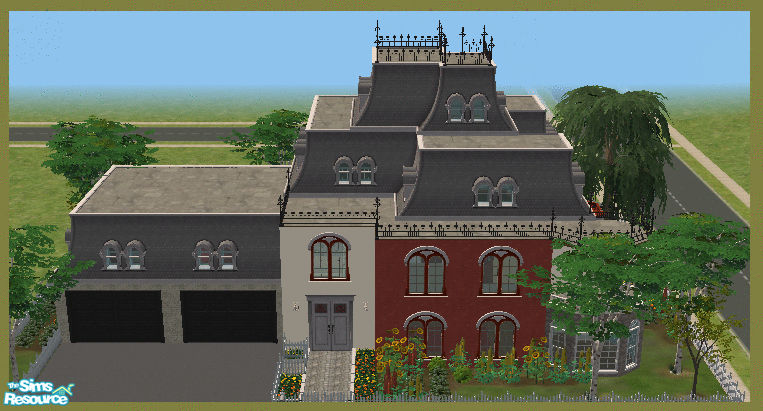 The Sims Resource | Great corner Mansard Lot