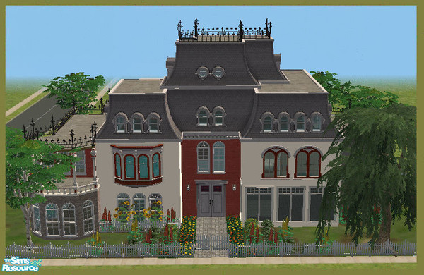 The Sims Resource | Great corner Mansard Lot