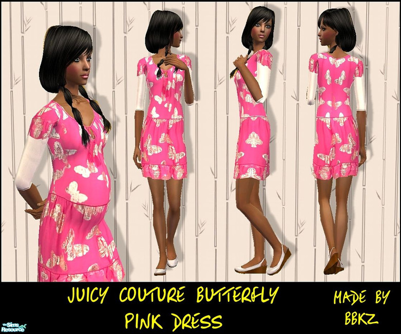 The Sims Resource - Juicy Couture Butterfly Pink Dress