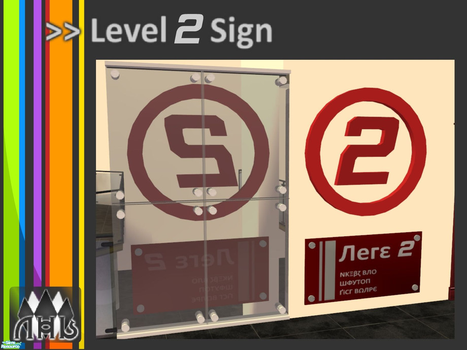 The Sims Resource | Floor Level Wall Sign - Level 2