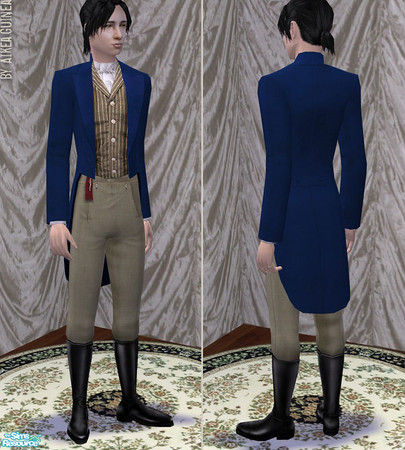 The Sims Resource | Sensibility - Regency Outfit for Males - Blue