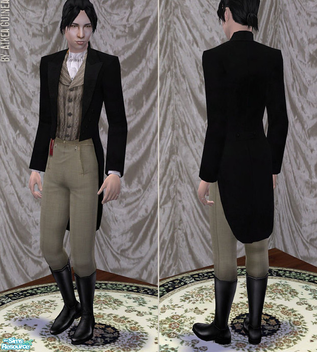 The Sims Resource | Sensibility - Regency Outfit for Males - Black and Tan