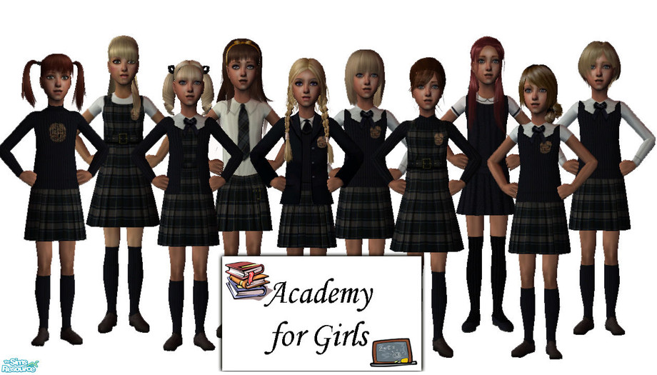 The Sims Resource - Girls\' Academy Uniforms