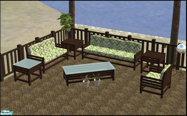 The Sims Resource - North Beach Patio - Recolors - Vintage Green Fabric