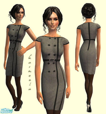The Sims Resource | Vintage Tailored Dresses Part 2 - Tweed Shift Dress